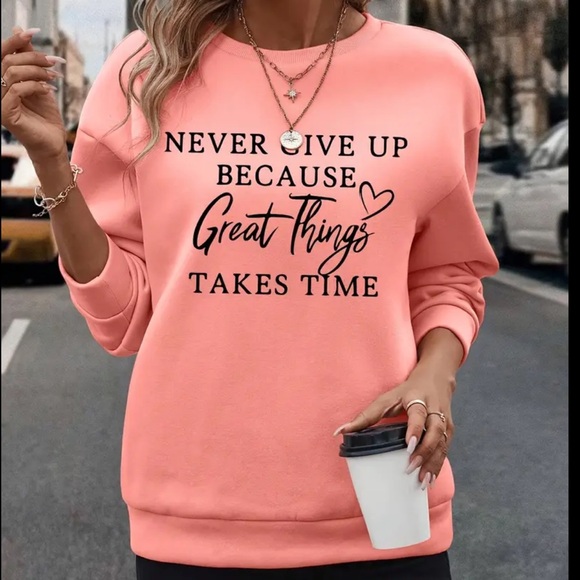 Sweaters | Nip Coral Never Give Up Crewneck Sweater | Poshmark